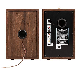 Crosley S200A-WA 4" Active Powered Bluetooth Stereo Speakers with Optical, USB, and Aux Connections, Walnut