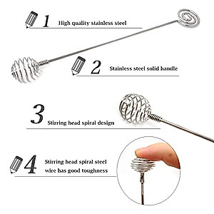 Honbay 4PCS Stainless Steel Honey Dipper Sticks Honey Spoon Dippers Stir Sticks Mixing Spoon for Honey Melted Chocolate Albumen