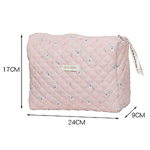 JQWSVE Kawaii Coquette Makeup Bag Cute Cosmetic Bag Aesthetic Floral Makeup Pouch Travel Toiletry Bags for Women Kawaii Stuff