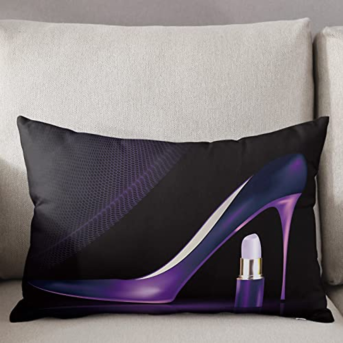 Maliyand Body Pillow Covers,Purple Lipstick and High Heel Black Decorative Pillow Cover Pillow Case Cushion Cover for Bed Sofa Couch Home Decor 20"x30"