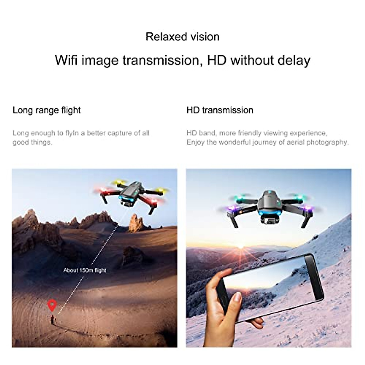 MIANHT Drone With 4K Dual HD Fpv Camera - Remote Control Black Quadcopter, RC Toys Gifts For Boys Girls, with Optical Fl-ow Localization, Altitude Hold Headless Mode, One Key Start Speed