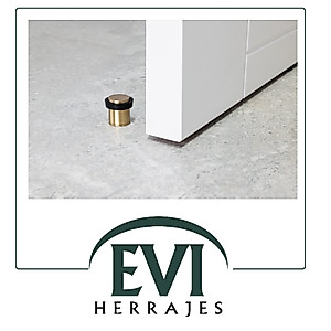 EVI | Doorstop | 0.8'' X 0.98'' | Threaded Base | Black Natural Silicone Rubber | Matte Finished Brass | Includes Screw + Fastening Plug | Pack 2X Model I-180-MT