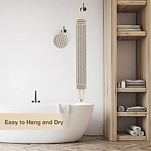 Suntee Exfoliating Back Scrubber & Exfoliating Sponge Pad Set for Shower, Bath Shower Scrubber for Men and Women, Luffa Scrubber to Deep Clean Relax Your Body (36.5 inch & 3.5 inch)