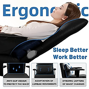 FIBO Gravity-Sensing Executive Home Ergonomic Office Chair Reclining Office Chair with Foot Rest & Headrest, High-Back PU Leather Computer Desk Chairs with Back & Lumbar Support Task Chair, (Black)