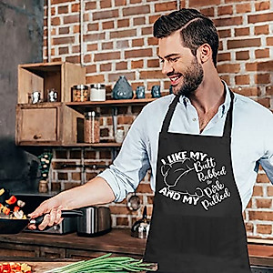 Cusugbaso Grilling Aprons for men, One Size Funny Grill Aprons with Three Pockets Cooking Chef Aprons Funny Birthday, Christmas, Father's Day Grill Gifts for Dad, Men, Husband