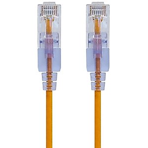 Monoprice - 116322 SlimRun Cat6A Ethernet Patch Cable - Snagless RJ45 UTP Pure Bare Copper Wire 10G 30AWG 3ft Yellow 10-Pack