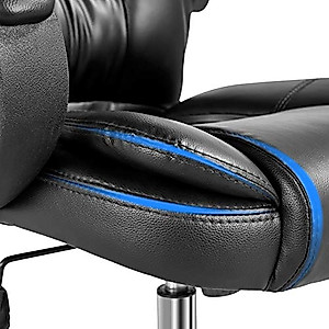 Yaheetech Executive Office Desk Chair, High-Back Ergonomic Computer Chair, Swivel Conference Chair, Rolling Task Chair Bonded Leather with Lumbar Support, Armrest