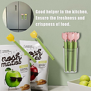 Ouliget Magnetic Refrigerator Sealing Clip,Cute Tulip Shaped Food Packages Clips，Chip Clips with Magnet Storage Box Fridge Magnets, Food Freshness Bag Clip Kitchen Accessories,2 Pieces of 10