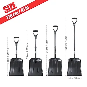 COFIT 47" Retractable Snow Shovel, Bigger Shovel Spade Aluminium Alloy Snow Sand Mud Removal Tool for Car Outdoor Camping and Garden, Detachable Four-Piece Construction, Black