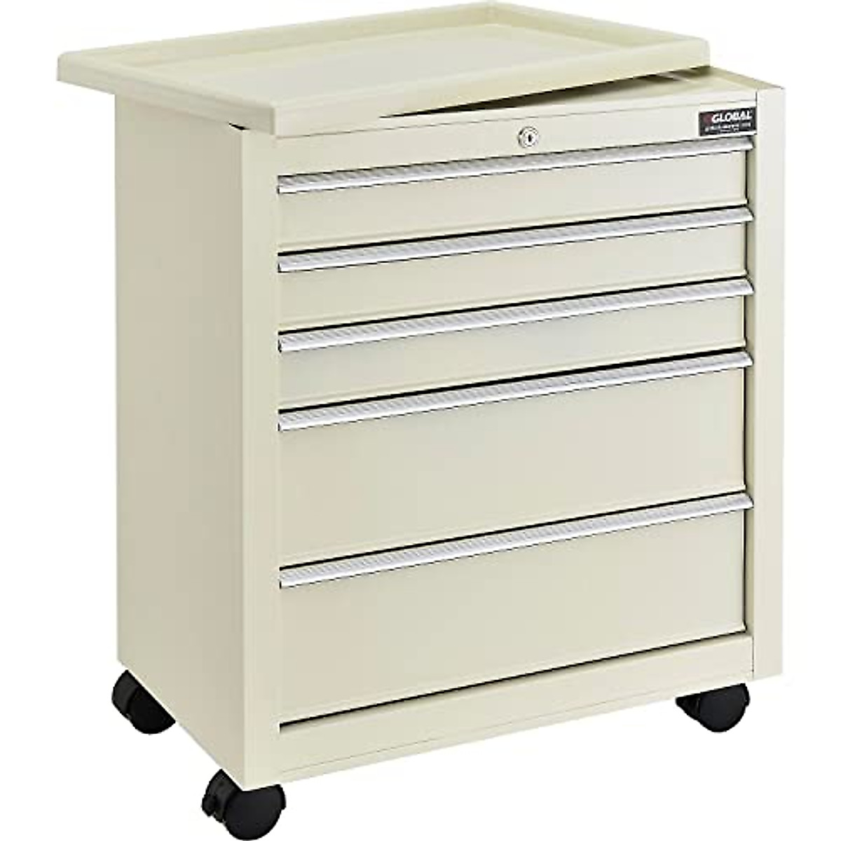 Global Industrial Medical Bedside Cart, 5-Drawer, Key Lock, Beige, 24-1/2"L x 13-1/4"W x 29"H