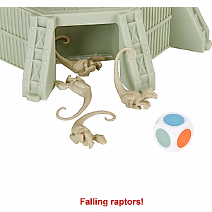 Mattel Games KerPlunk Jurassic World Dominion Kids & Family Game with Velociraptor Dinosaurs, Tower, Sticks, Die & Stickers