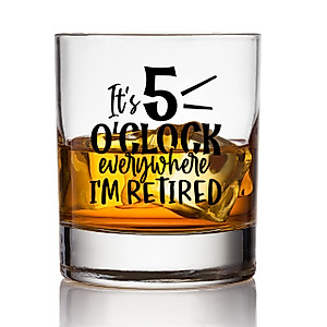 Its 5 O'Clock Everywhere Bouron Glass For Men - Retirement Gifts for Men - Funny Whiskey Glass Unique Retirement Gift For Dad, Grandpa, Friends, Family, And Coworkers - Fathers Day and Christmas Gift