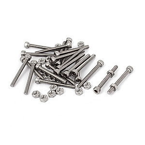 uxcell M3x28mm Hex Socket Head Knurled Cap Screws Bolts Nuts Set 20Pcs