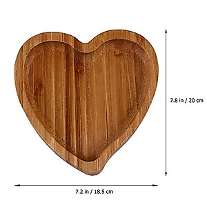 BESPORTBLE Bamboo Tray Plate Heart Shaped Plates Bamboo Dish for Snack Dessert Cookie Food (7.8 * 7.2 in)