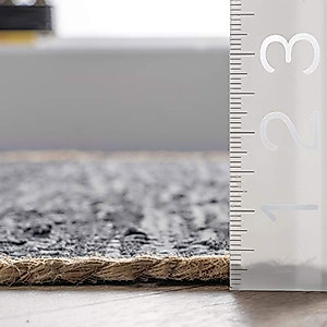 nuLOOM Koda Solid Leather Flatweave Runner Rug, 2' x 6', Blue