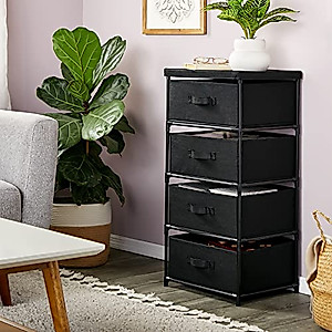 Juvale Black 4 Drawer Dresser, Fabric Clothes Storage Stand for Bedroom, Nursery, Closet Organizer Unit (16.5 x 13 in)