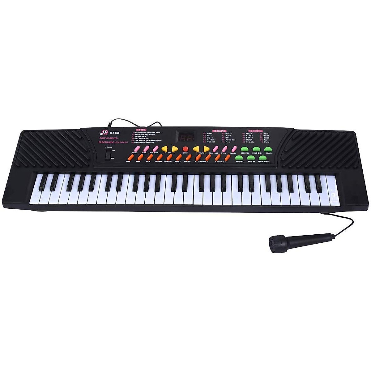 GOFLAME 54-Key Electronic Keyboard Piano with LED Digital Display, Portable Electronic Musical Instrument with Microphone & Adapter, Suitable for Kids and Beginners (Black)