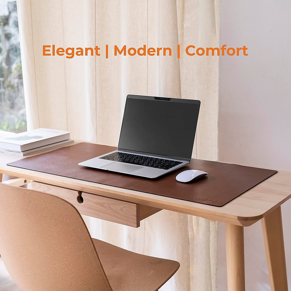 SenseAGE Leather Desk Pad Protector, Natural Rubber Office Desk Mat Mouse Pad, Non-Slip PU Leather Desk Blotter, Water-Resistant Laptop Writing Desk Pad for Office and Home (31.5” x 15.8”, Black)