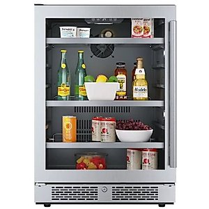 Avallon ABR242SGLH 24 Inch Wide 140 Can Energy Efficient Beverage Center with LED Lighting, Double Pane Glass, Touch Control Panel and Left Swing Door