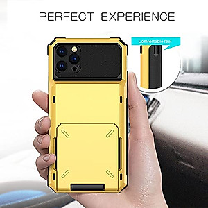 MuZiFei Galaxy S9 Plus Wallet Case Card Holder ID Slot Scratch Resistant Dual Layer Protective Bumper Rugged TPU Rubber Armor Hard Shell Cover Phone Cases for Samsung Galaxy S9+ Plus,Yellow