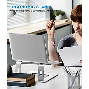 BoYata Laptop Stand, Aluminum Ergonomic Laptop Riser Computer Stand for Desk, Detachable Laptop Holder Compatible for All 10-15.6" MacBook Air Pro, Dell XPS, HP, Lenovo, Samsung-Silver