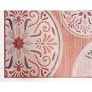 Unique Loom Outdoor Modern Collection Area Rug (7' 1" x 10' Rectangle, Terracotta/ Burgundy)