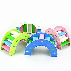 Hamster Toy Rainbow Bridge Seesaw - Small Pet Animals Wood Bridge Climb Playground Gift for Dwarf Syrian Hamsters Mice Rat (White)