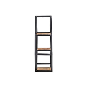 Powell Furniture Linon Josia Iron and Wood Wall Storage and Display Shelves in Black