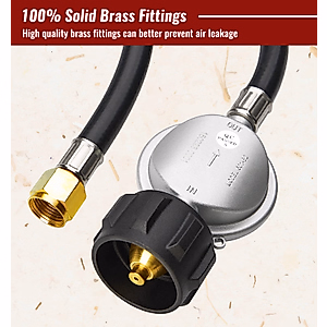 CALPOSE 2 Feet Propane Hose with Regulator, Universal Gas Grill Regulator and Hose for Blackstone 28''/36'' Griddle, Weber Grill, Propane fire pit and More, 3/8" Female Flare for Most LP Gas Grills