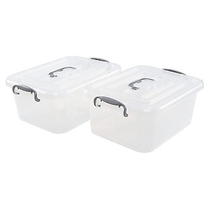 Zopnny 2-Pack Plastic Storage Latch Box, Clear Containers with Lids, 8 L