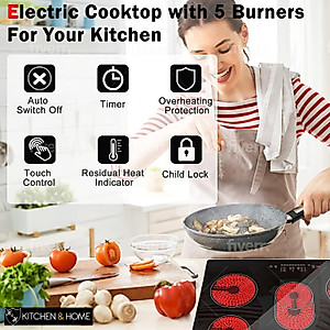 K&H 5 Burner 30 Inch Built-in Electric Stove Top Radiant Ceramic Cooktop Touch Control 240V 8600W CE30-8608