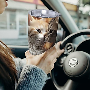 GDSHJKLW Cat Kiss Tumbler With Lid And Straw 20oz Stainless Steel Leakproof Travel Coffee Mug Double Wall Insulated Cup Gifts For Women Home Office