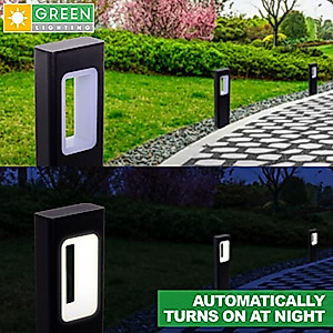 GreenLighting Modern High End Bollard Garden Path Light (Black, 4 Pack)