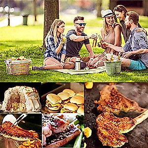 Minneer 100% Stainless Steel Universal Griddle with Even Heat Cross Bracing and Integral Handles for Charcoal/Gas Grills, Camping, Tailgating, and Parties (32" - 18")