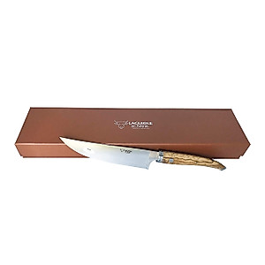 Laguiole en Aubrac Cuisine Gourmet Stainless Fully Forged Steel Made In France Cook's Chef 's Knife With Olivewood Handle, 7-in / 17.8cm