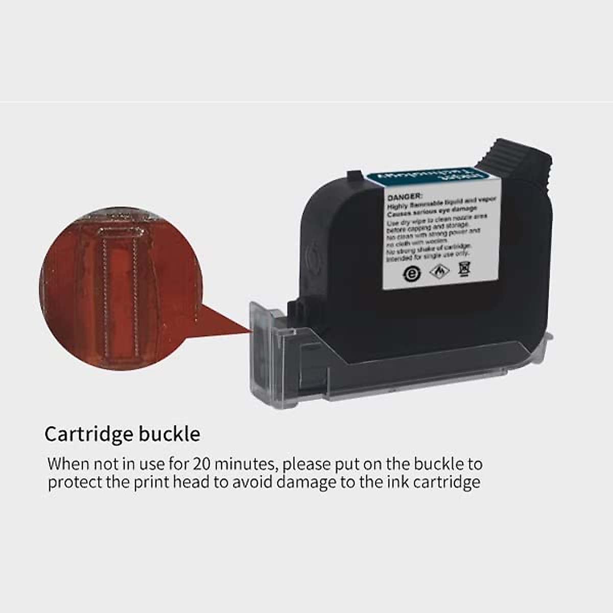 Phezer Set of 2 Original 42ml Solvent Ink Cartridge Replacement Handheld Inkjet Printer P16/P18/DC11, Durable and Quick Dry, Compatible for 0.5inch/12.7mm Nozzle Coding Machine (Black)