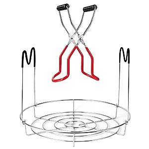 Canning Rack with Heat Resistant Silicone Handles,Stainless Steel Canning Jar Rack Canner Rack Canning Rack Canning Tongs for Regular Mouth Ball Jars, Canning Jar Lifter(no jars)