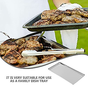 Beavorty 1Pcs Burger Serving Trays Banquet Food Plate Rectangle Dinner Plates Stainless Steel Square Dishes Food Container