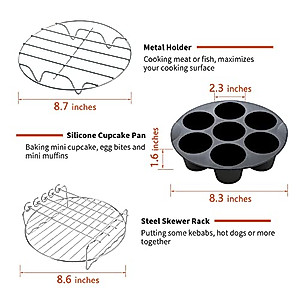 Air Fryer Accessories,13PCS for Ninja COSORI Power XL 5.3QT - 8QT Air Fryer with 9 Inch Cake Barrel