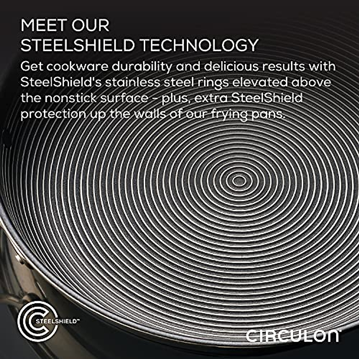 Circulon Clad Stainless Steel Frying Pans/Skillet Set with Hybrid SteelShield and Nonstick Technology, 10 Inch and 8.5 Inch, Silver