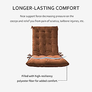 ELFJOY Solid Color Cozy Sanding Fabric Rocker Cushion Set - Chair Pads Set (Brown)