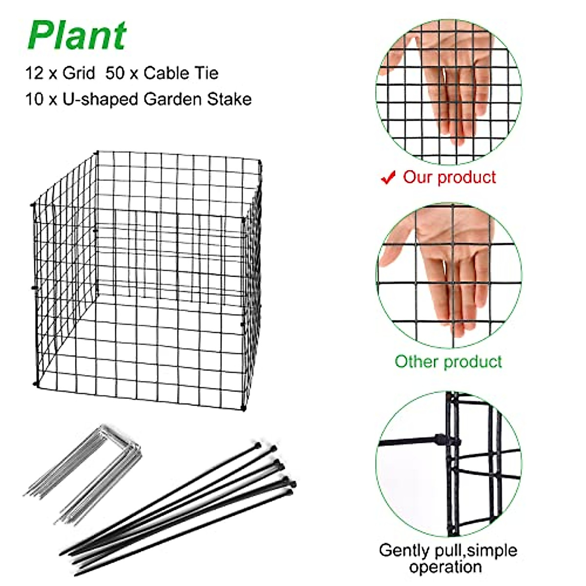 DOSTATNI 12 Sheet Small Wire Plant Protectors with Nylon tie Plant Protector 12” Garden Wire Plant Mesh U-Shaped Garden Stakes for Plants, Vegetables and Shrubs (12)