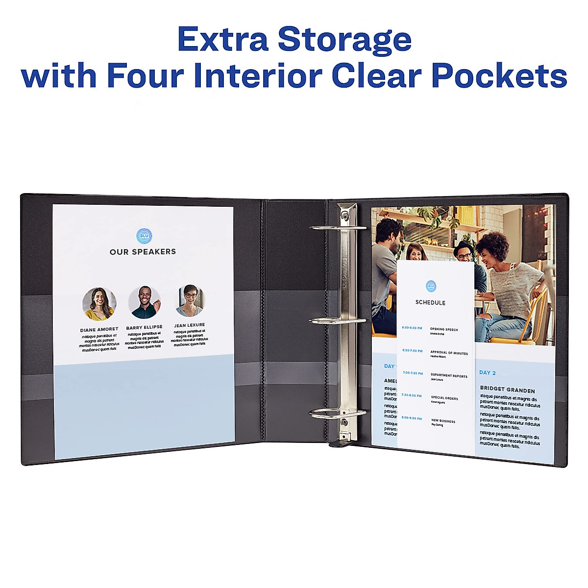 Avery Heavy-Duty View 3 Ring Binder, 2" One Touch Slant Rings, 2.8 Inch Wide Spine, Customizable Clear Cover, Ideal for School, Office, and Home Organization, 1 Light Blue Binder (05501)