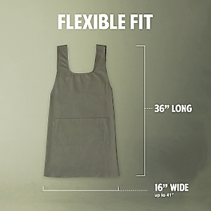 Hudson Durable Goods Cotton Cross Back Apron for Women - Seamless Crossover Style Smock Apron for Cooking, Crafting, Gardening, and More - 36” Full Length Pinafore Work Apron with Pockets (Sage)