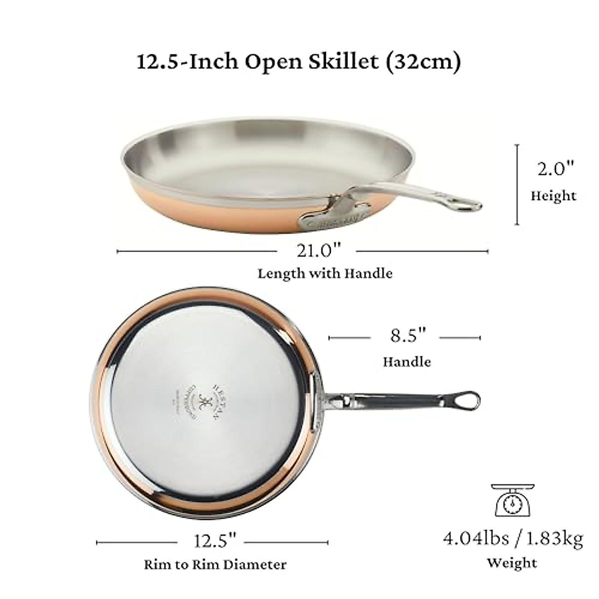 Hestan - CopperBond Collection - 100% Pure Copper Frying Pan, Induction Cooktop Compatible, 12.5-Inch