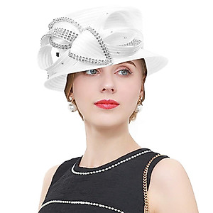 Janey&Rubbins Women's Gorgeous Derby Day Tea Party Church Rhinestones Fascinator Hat (White)