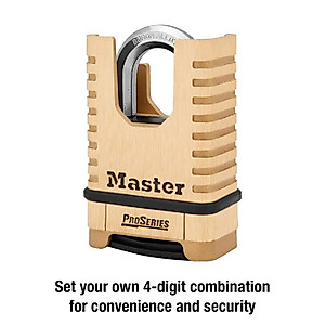 Master Lock ProSeries Brass Padlock, Set Your Own Combination Lock, Commercial Grade Locks with Code for Tools, Fences, Gates, 2-1/4 inches Wide, 1177D
