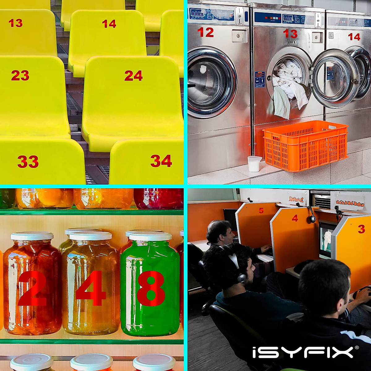 iSYFIX Reflective Red Vinyl Numbers Stickers – (2 Sets) 3 Inch – Premium Self-Adhesive Decal Die Cut and Pre-Spaced for Mailbox, Signs, Window, Door, Cars, Trucks, Home, Business, Address Number