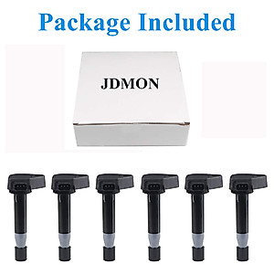 JDMON Ignition Coils Compatible with Honda Accord Odyssey Pilot Ridgeline Acura MDX TL RL CL 3.0L 3.2L 3.5L V6 1999-2009-Replaces OEM Part #30520P8EA01 30520P8FA01 30520RCAA02 Pack of 6