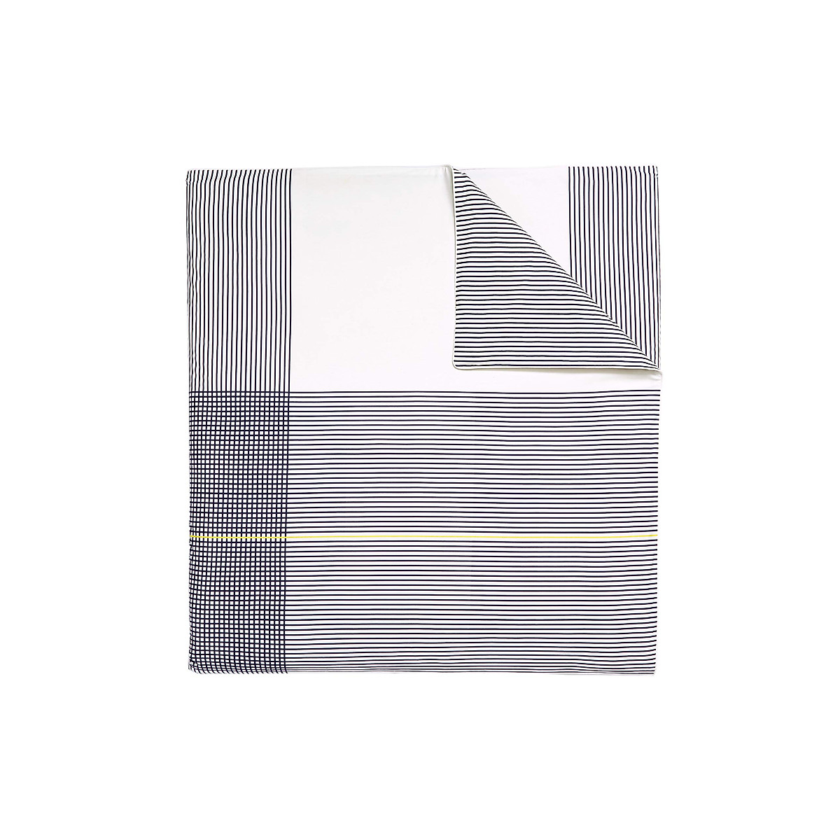 Lacoste Backspin 2- Piece Reversible 100% Cotton Striped Duvet Cover & Sham Set, Twin/Twin XL, Ivory/Blue/Yellow